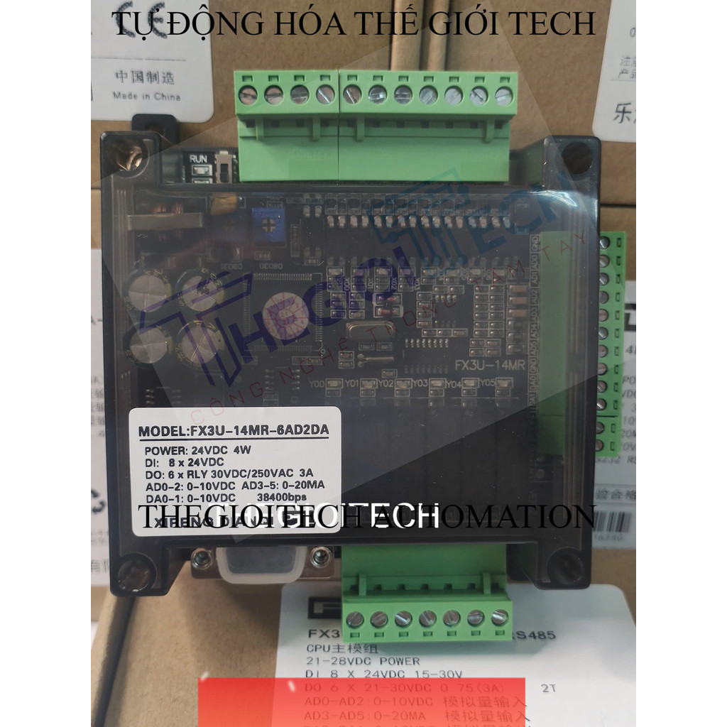 Board Mạch PLC Mitsubishi PTL FX3U-14MR-6AD-2DA 8 In 6 Out Relay RS232 RS485 MODBUS RTU GX ...