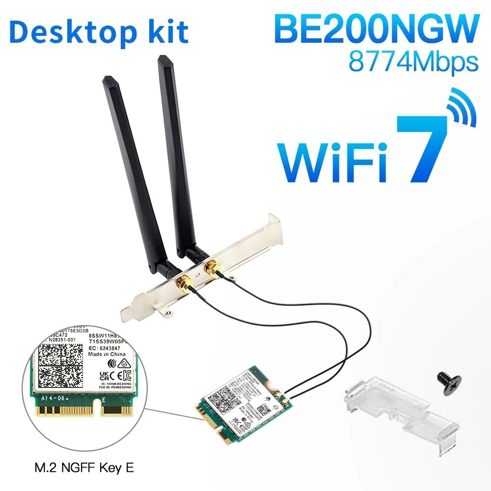 Wifi 7 cho thẻ Intel BE200 M.2 Bluetooth 5.4 BE200NGW 2.4 / 5 / 6GHz Bộ chuyển đổi không dây ...