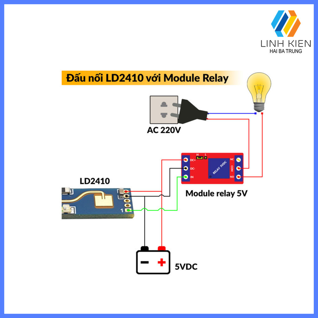 [Có sẵn] Cảm biến Radar phát hiện con người HLK-LD2410B 5V 24GHz có ...