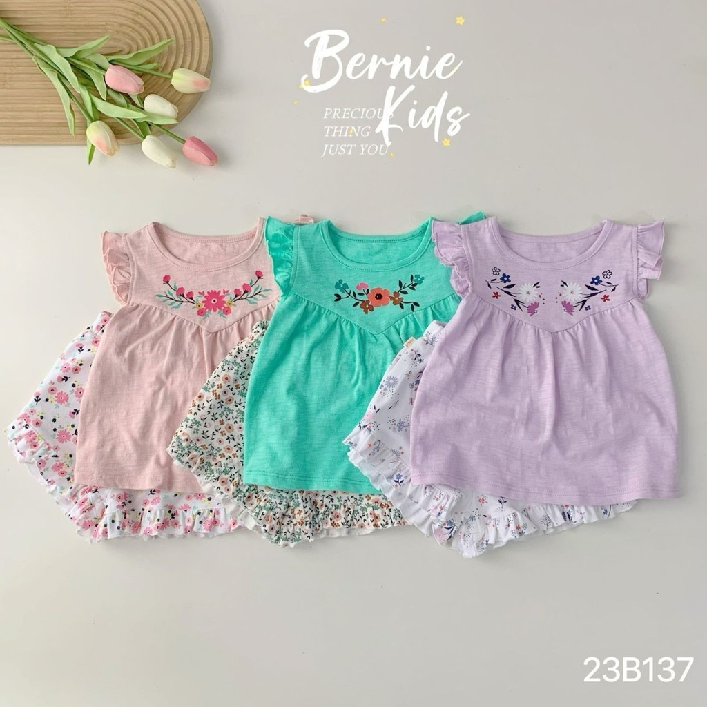 Set bộ quần áo bé gái tay cánh tiên quần bèo hoa nhí cho bé size 8kg tới 25kg BERNIE-23B137 ...
