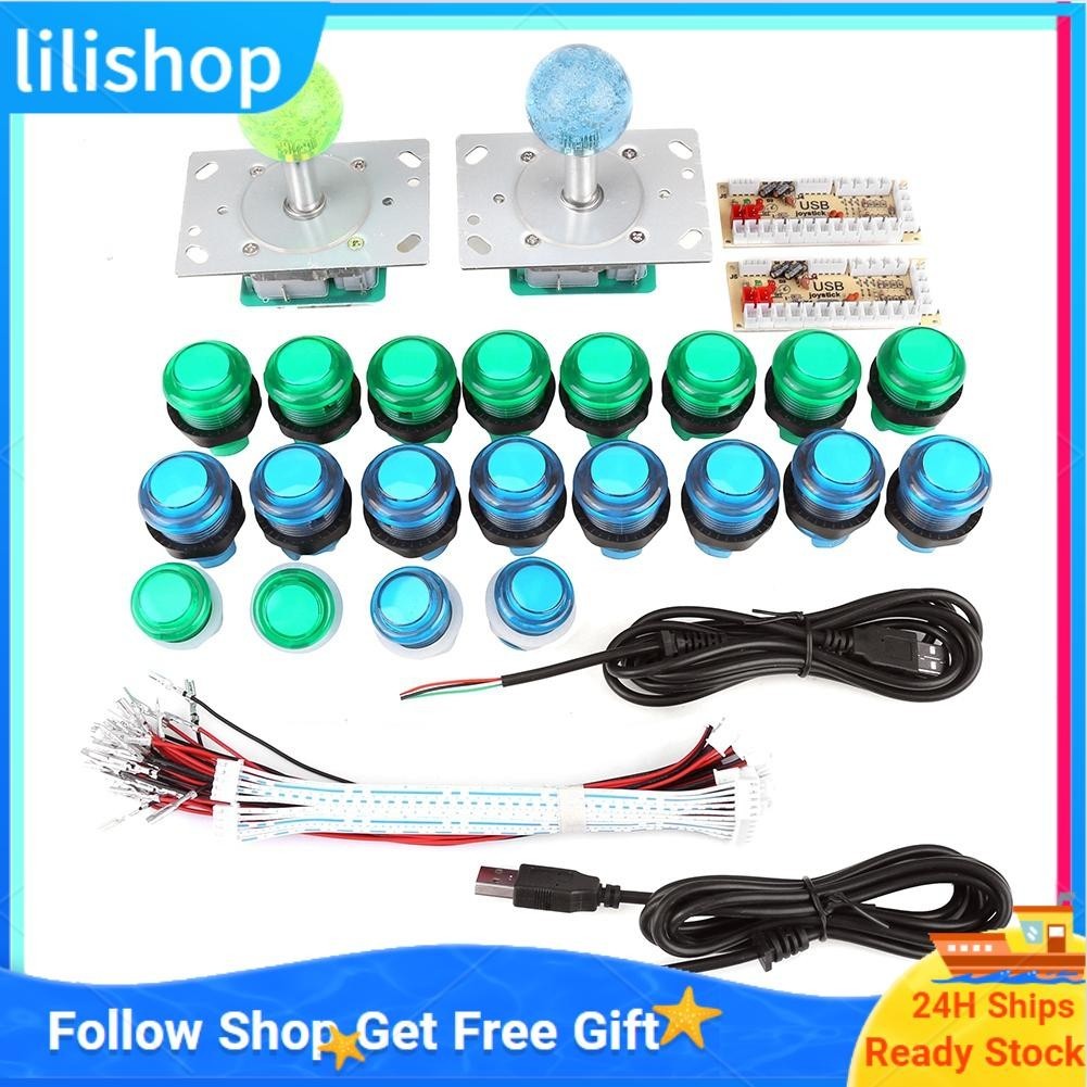 Lilishop 20 DIY LED Illuminated Arcade Game Buttons 2 USB Encoder Kit ...