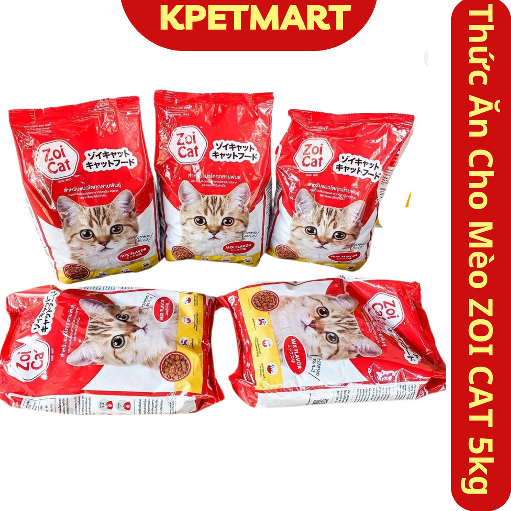 Thức Ăn Hạt Cho Mèo ZOI CAT 5kg - COMBO 5 gói 1kg Thức Ăn Cho Mèo Mọi ...