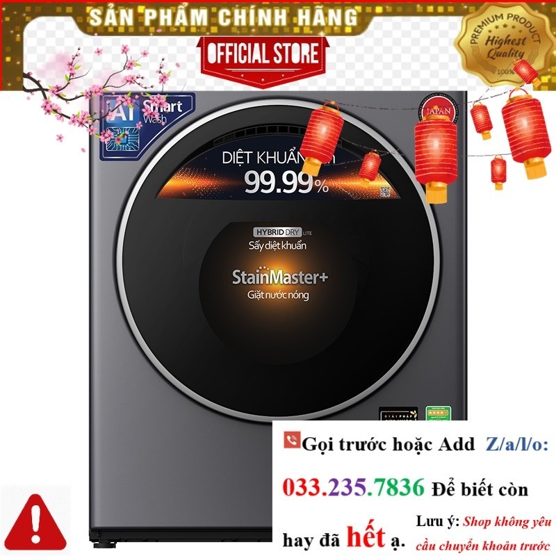 Máy giặt lồng ngang Panasonic Inverter 9Kg NA-V90FC1LVT