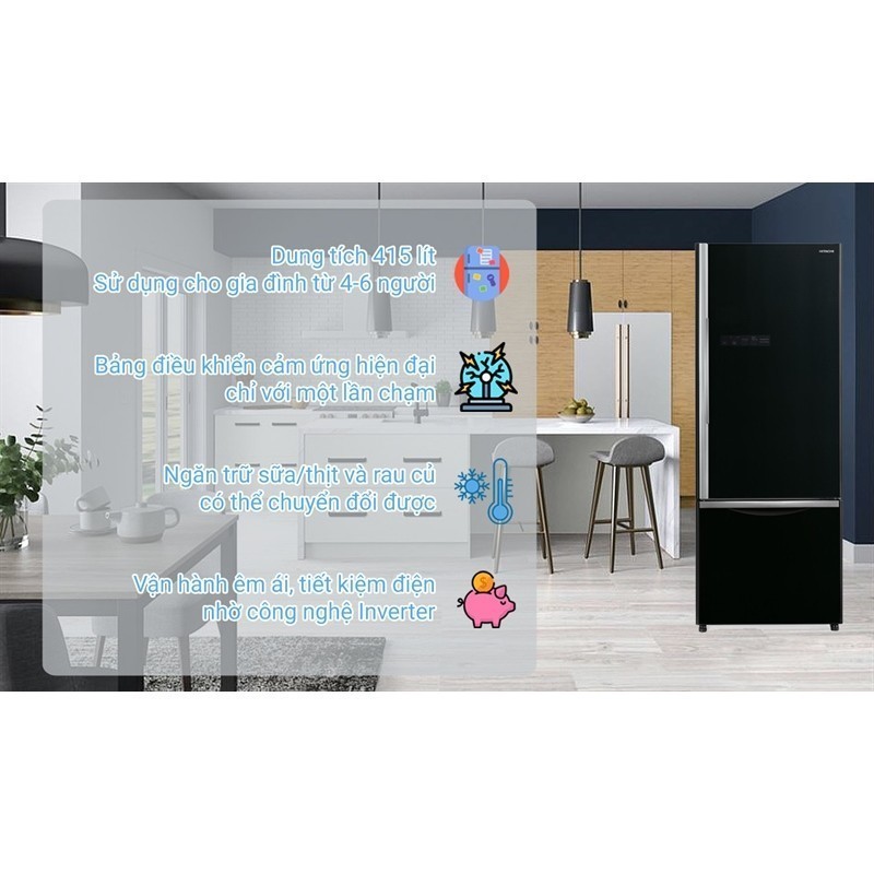 Tủ lạnh Hitachi Inverter 415 lít R-B505PGV6 GBK | Shopee Việt Nam