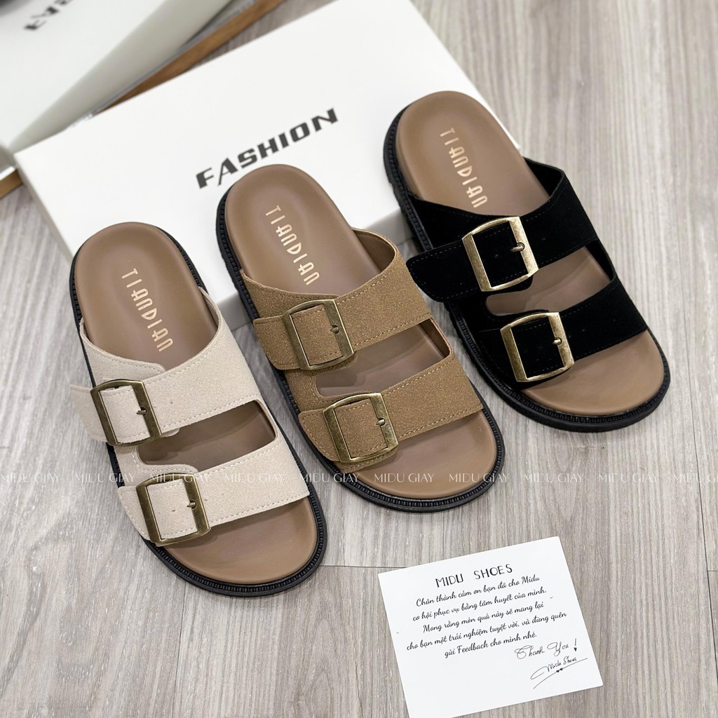 Dép MIDU ANDI Da Lộn 2 Quai Khóa 3 Màu 3 Phân | Shopee Việt Nam
