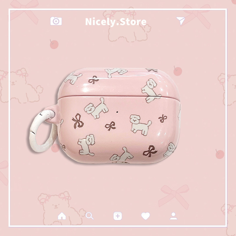 Vỏ Tai nghe không dây Bowknot Puppy Dog Hàn Quốc Tương thích với Airpod ...
