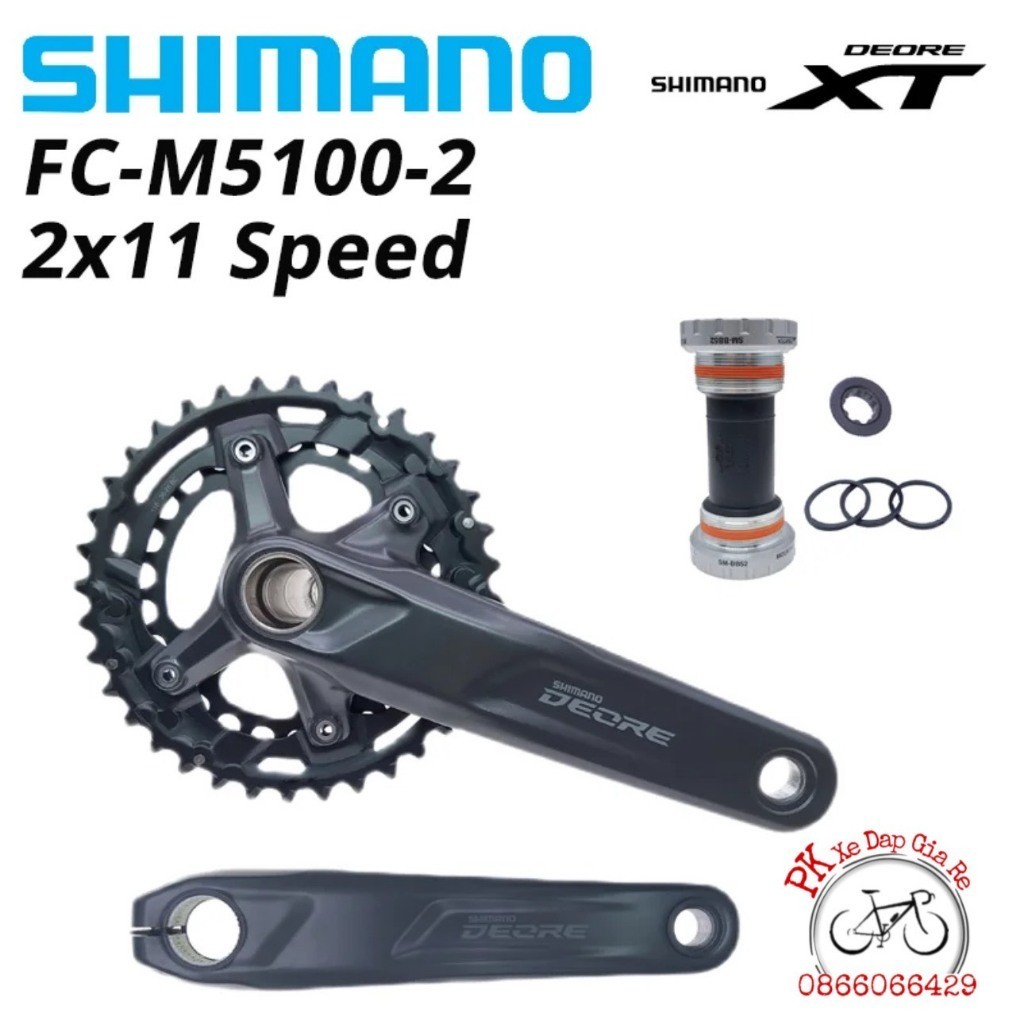 GIÒ DĨA XE ĐẠP SHIMANO DEORE FC-M5100 2 tầng, Trục Khuỷu SHIMANO DEORE FC M5100-2 170mm 26-36T ...
