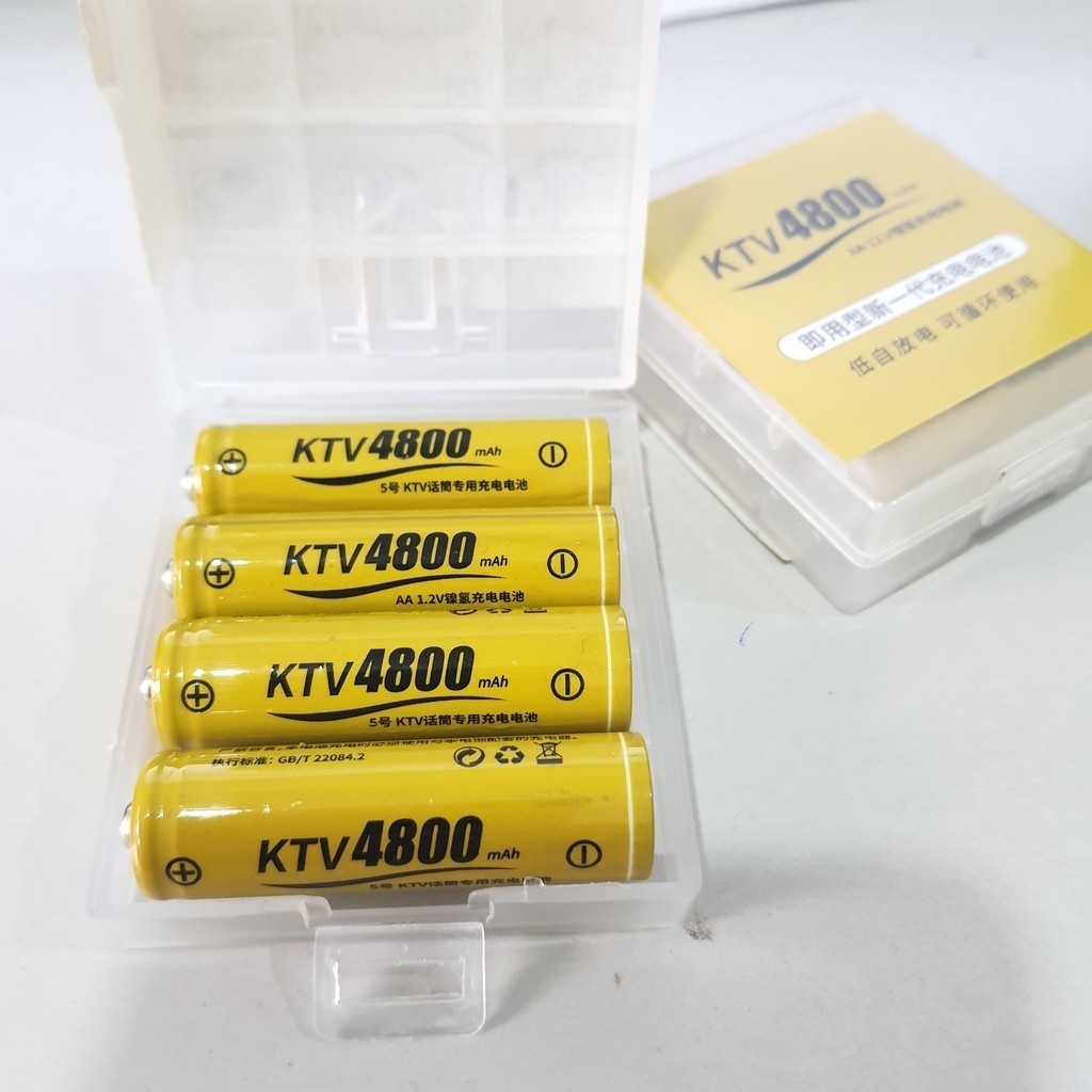 Hộp 4 Pin micro kèm sạc pin sạc AA KTV 4800Mah Douplepow dung lượng lớn ...