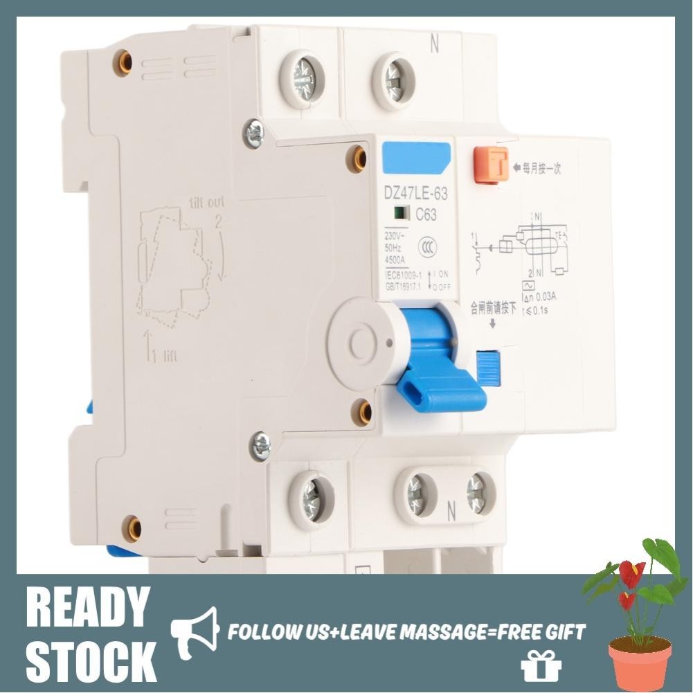 Dajrrhd Circuit Breaker 1P+N C63 RCCB Residual Current 230V 63A 30mA For | Shopee Việt Nam