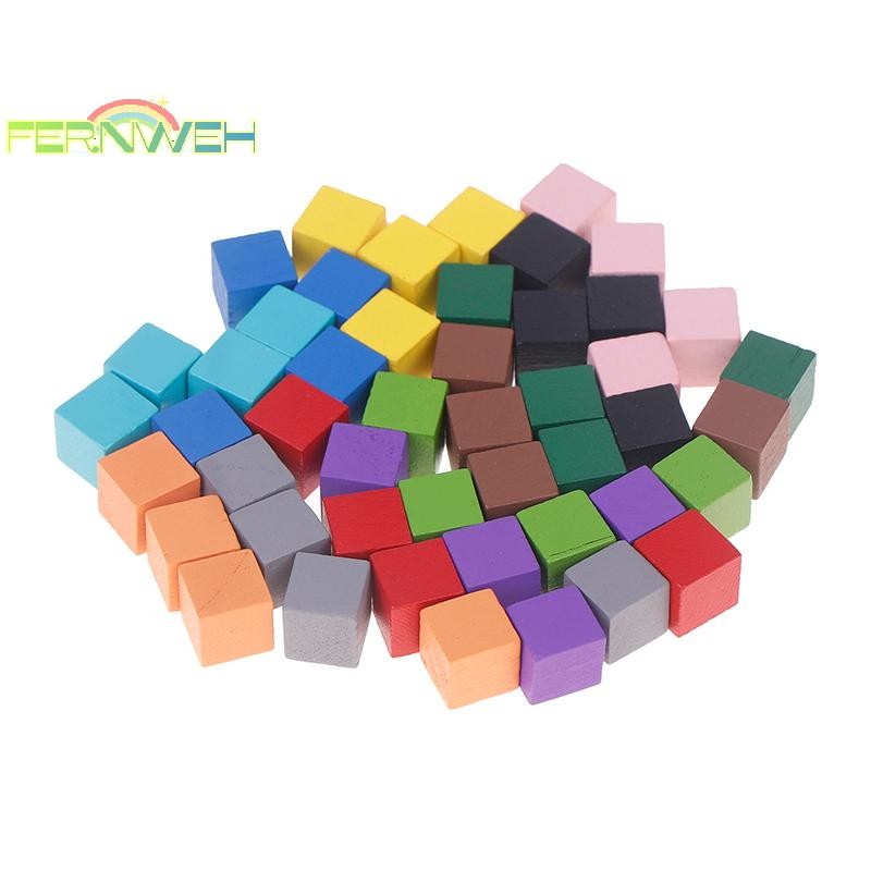 [Fernweh] 100 Cái / lô 12 Màu 10MM Khối Gỗ Nhiều Màu Sắc Xúc xắc Miếng ...