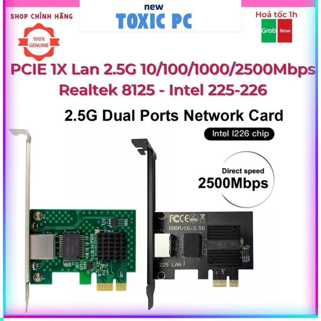 Card Mạng Ethernet PCI-E 2.5G RTL8125B , i225 , i226 10 / 100 / 2500Mbps 1Gbps / 2.5Gbps RJ45 ...
