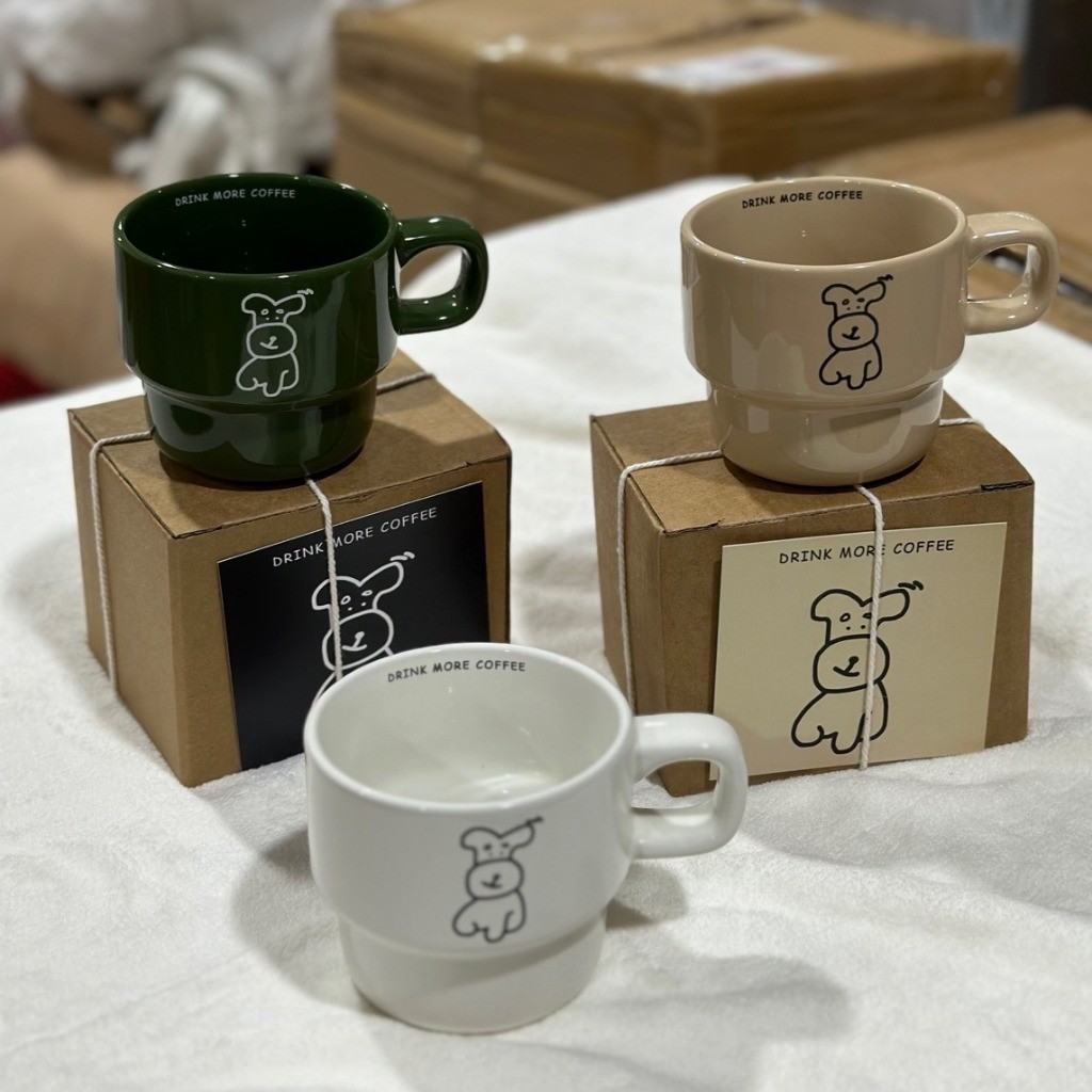 Drink more coffee - Cốc ly sứ quà tặng họa tiết chó cute kèm hộp đựng ...