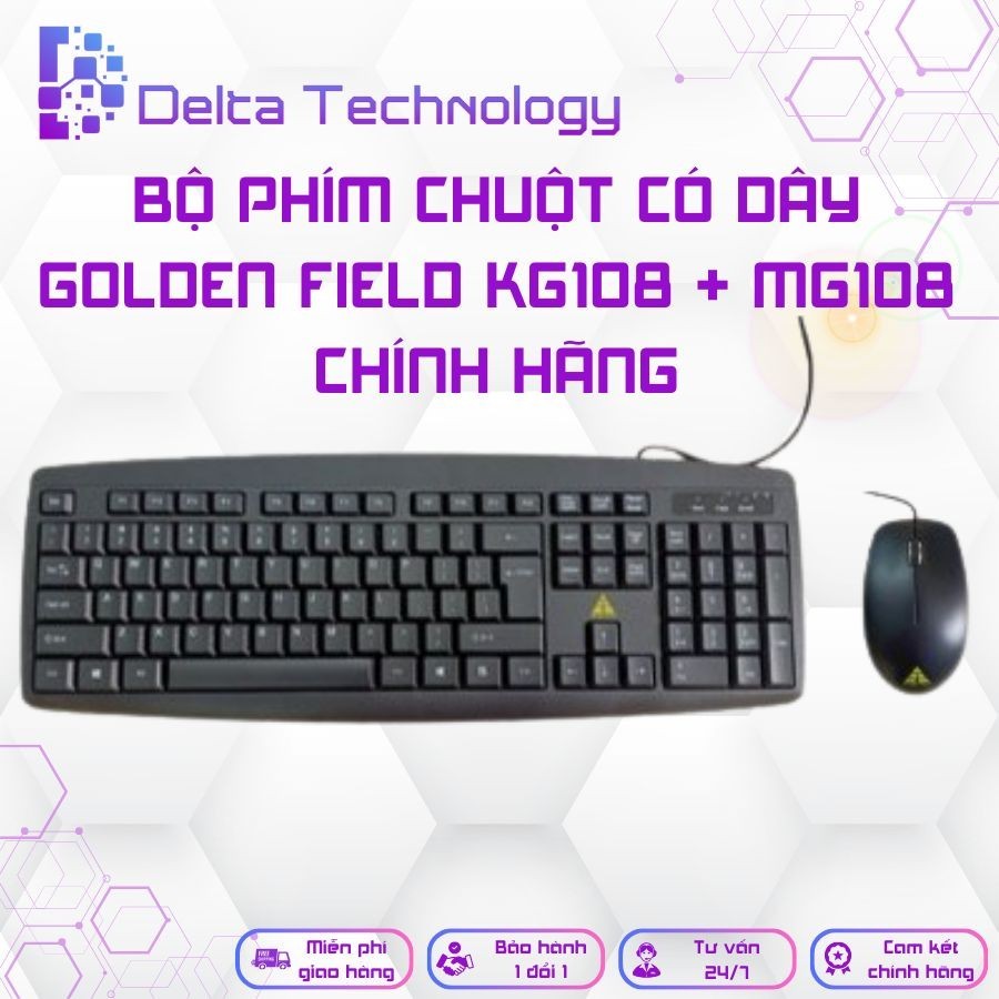 Bộ Phím Chuột Có Dây Golden Field KG108 + MG108 Chính Hãng - Chữ In Khắc Laser Không Bay Màu ...
