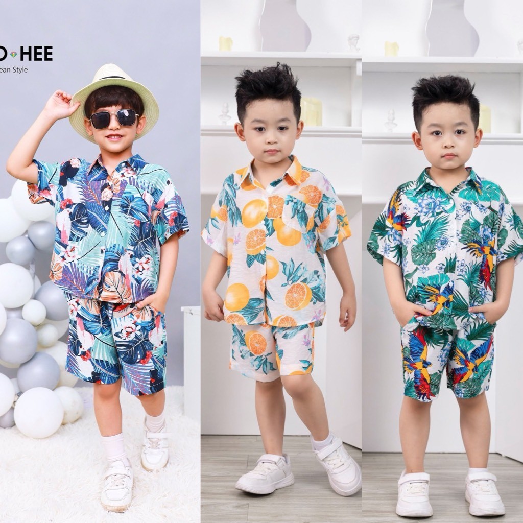Bộ Đi Biển Bé Trai 12-45kg [Vãi Đũi Mát]- Nụ Nọng Kids | Shopee Việt Nam