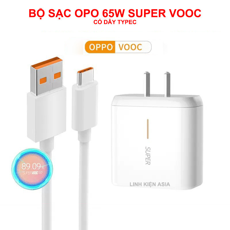 Bộ sạc OPPO 65W siêu nhanh SUPERVOOC kèm cáp sạc TypeC dài 1 mét | Shopee Việt Nam