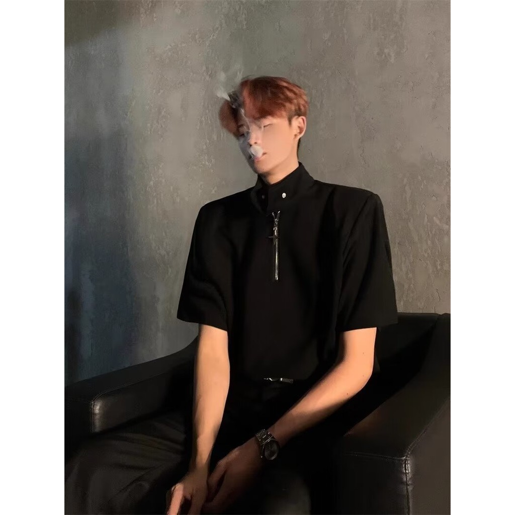 Sinransinya Áo sơ mi nam mới của Mỹ retro đường phố haute couture kim ...