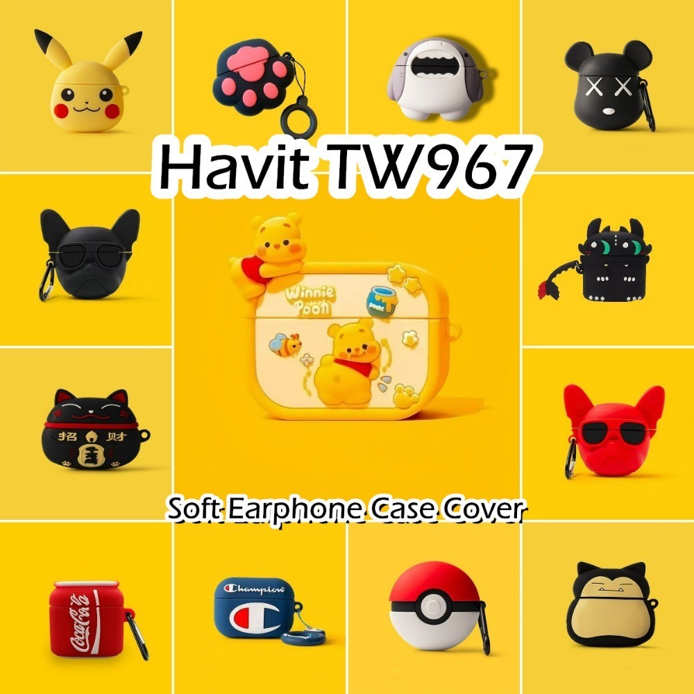 [Giảm giá hấp dẫn] Cho Havit TW967 ốp tai ng Case Vỏ Bảo Vệ Hộp Sạc Tai Nghe Tạo kiểu phim hoạt ...