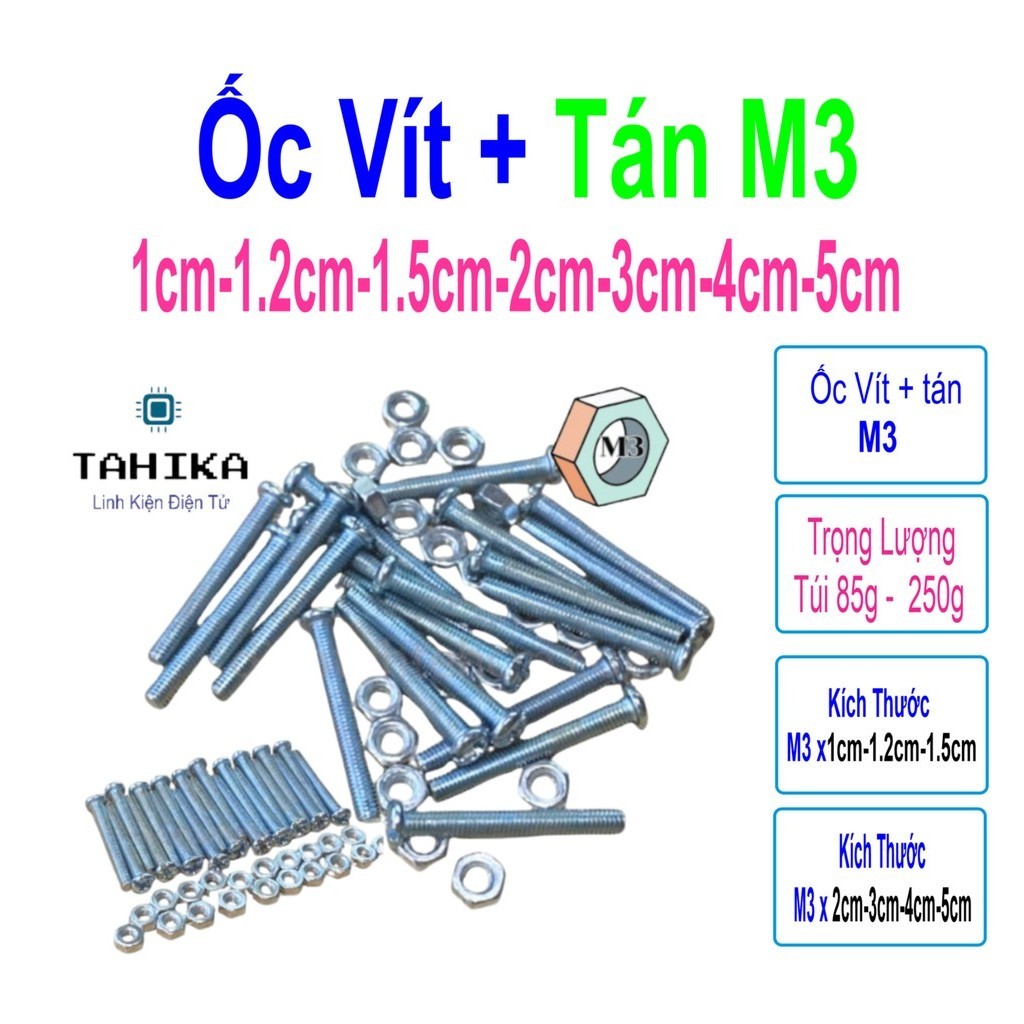 Ốc vít tán 3li ốc vít tán M3 dài 1cm/1.2cm/1.5cm/2cm/3cm/4cm/5cm- Linh ...