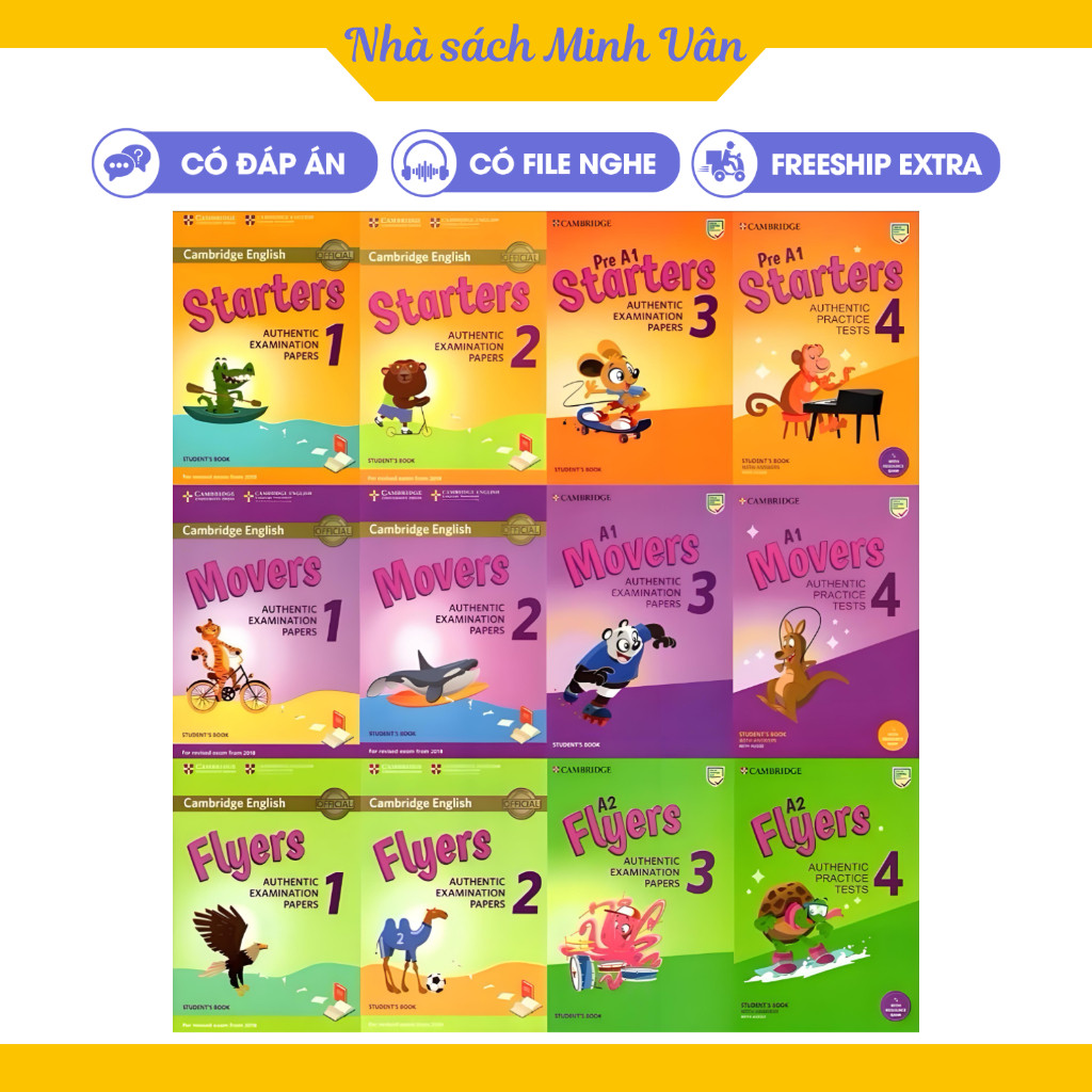 Sách Starters - Flyers - Movers Authentic Examination - in màu - có ...