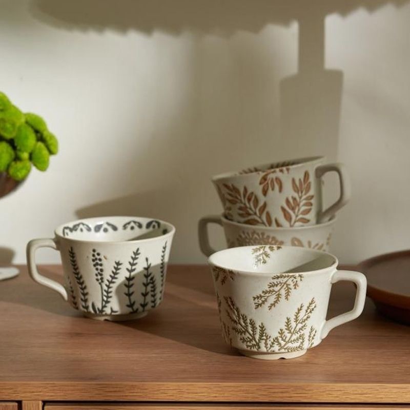 /Cốc ăn sáng chạm nổi gốm sứ Cốc Mug bột yến mạch Cốc nước tươi mới Cốc ...