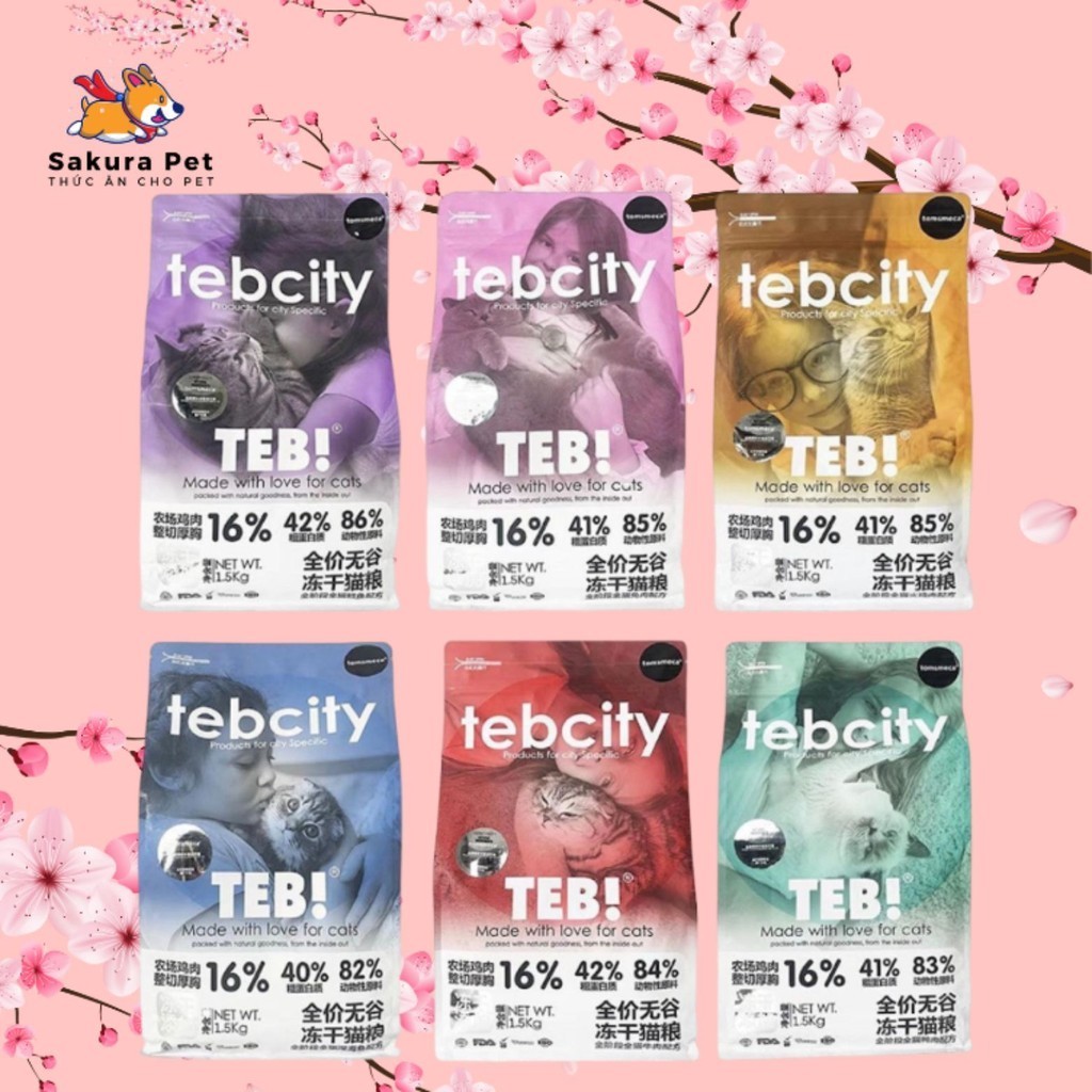 Hạt TEB CITY cho mèo mọi lứa tuổi Mix topping sấy khô -Túi 1.5kg ...