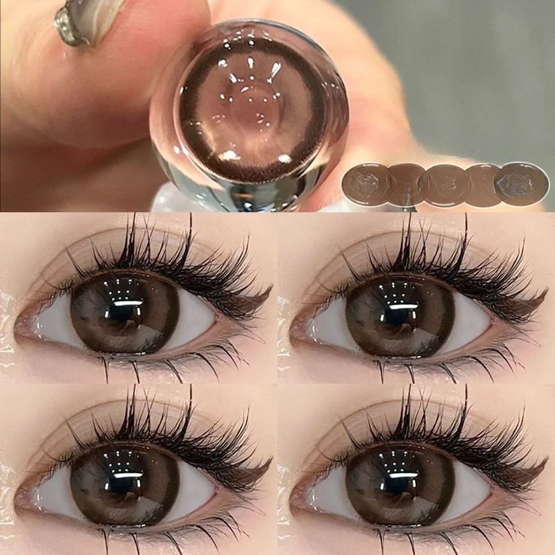 Set 2 Kính Áp Tròng Màu Đen contact lenses 0 ~ -8.00 black len 14.2mm ...