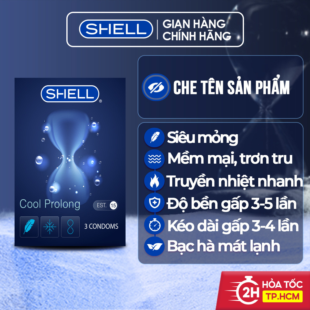 Bao cao su Shell Cool Prolong kéo dài thời gian, bạc hà mát lạnh - Hộp 3 cái | SHELL CHÍNH HÃNG ...