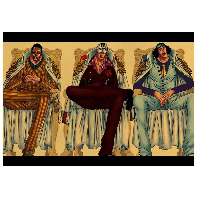 One Piece Ba Đô Đốc Retro Giấy Kraft Poster Thanh Cafe Tranh Trang Trí ...