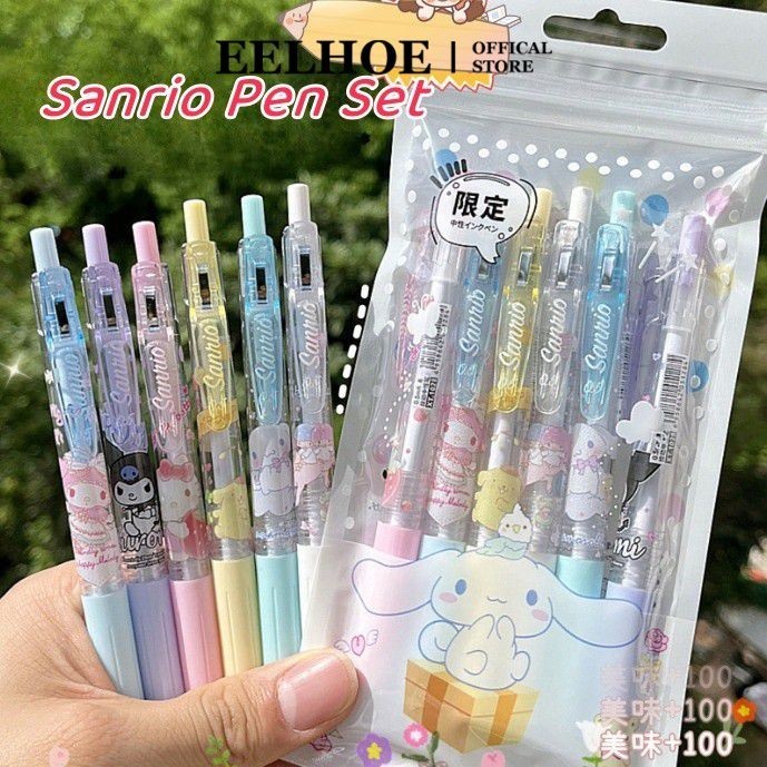EELHOE 6 Chiếc Sanrio Bộ Bút Gel Anime Hoạt Hình Kuromi Mực Đen Nhanh ...