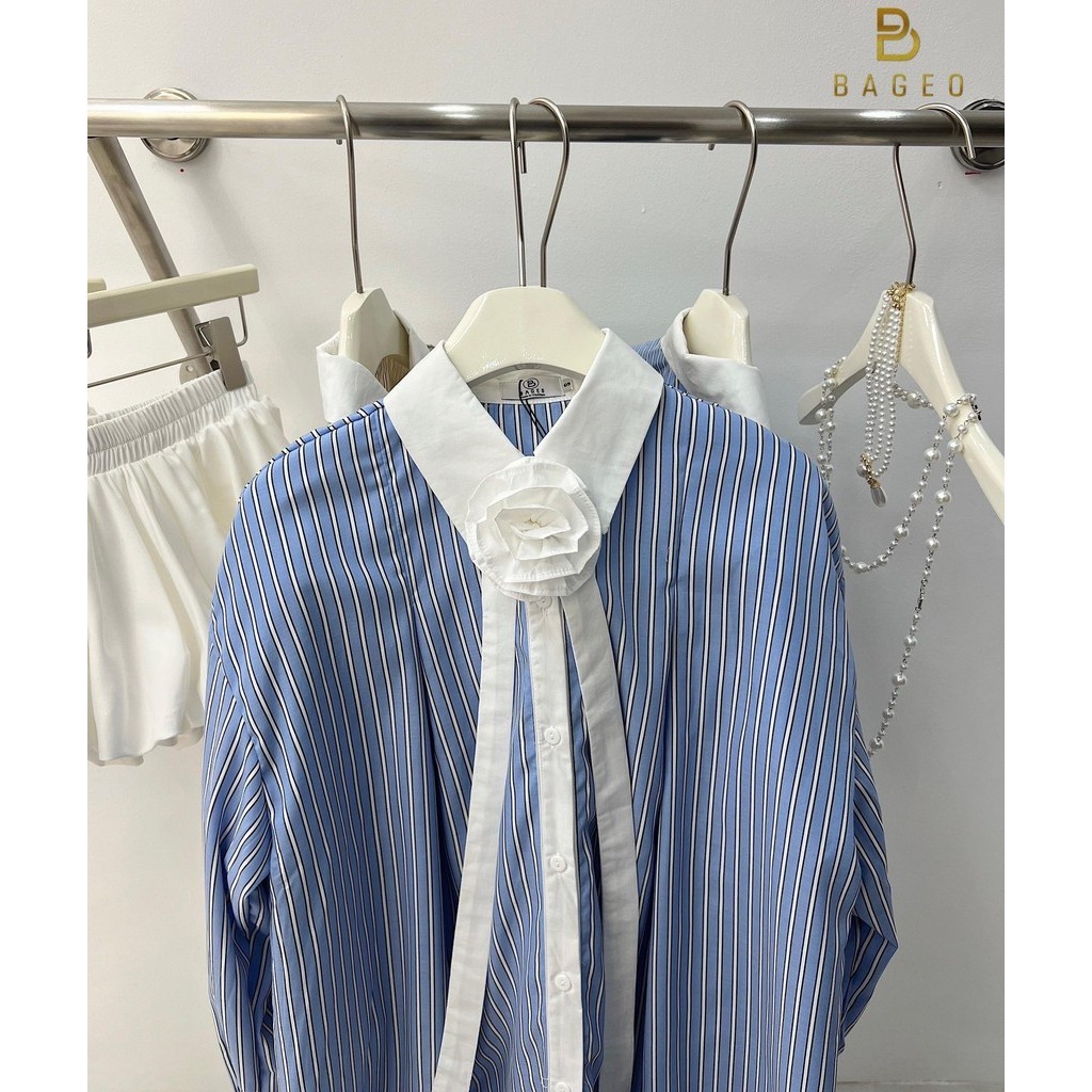 Set Áo Sơ Mi Kẻ Hoa Cổ Chân Váy Ngắn TKCC BAGEO | Shopee Việt Nam