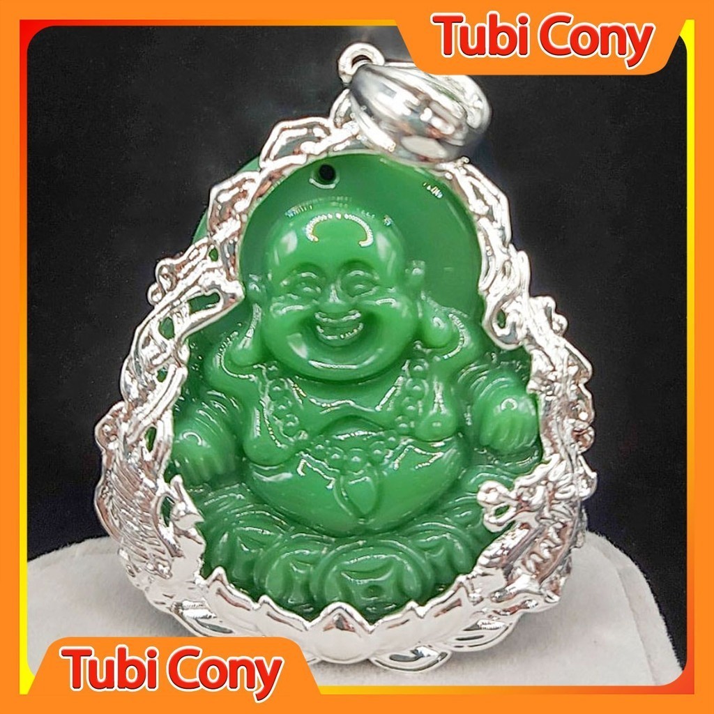 Mặt dây chuyền di lạc xanh thạch (6cm) viền trắng M273-145-KT Tubi Cony ...