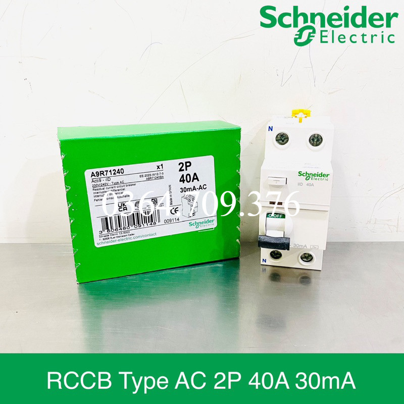 Schneider Bộ Ngắt Mạch dòng rò điện RCCB Loại AC 2P 40A 30mA Mẫu a9r71240 sz | Shopee Việt Nam