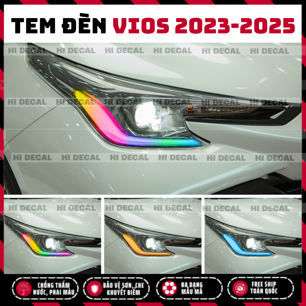 Decal đèn Vios 2023 - 2025, tem dán đèn xe Vios trang trí bào vệ bền ...