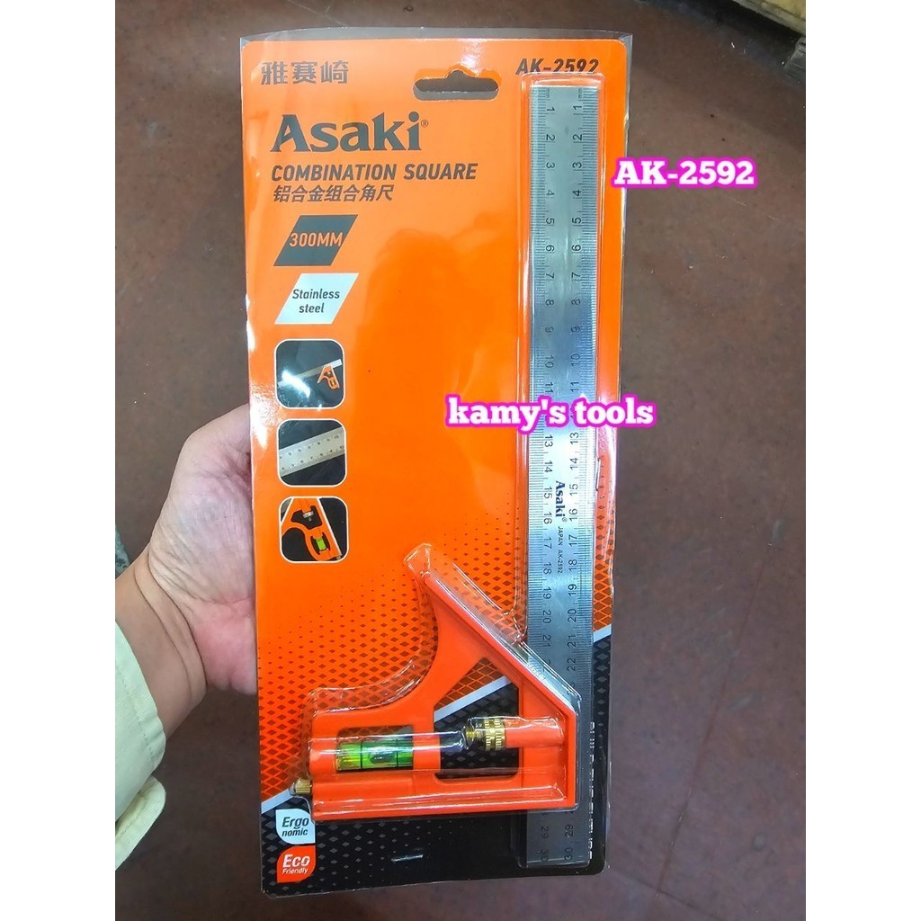 AK-2592 Thước ê ke thủy 300mm Asaki thước ke góc vuông đa năng 30cm, đo ...