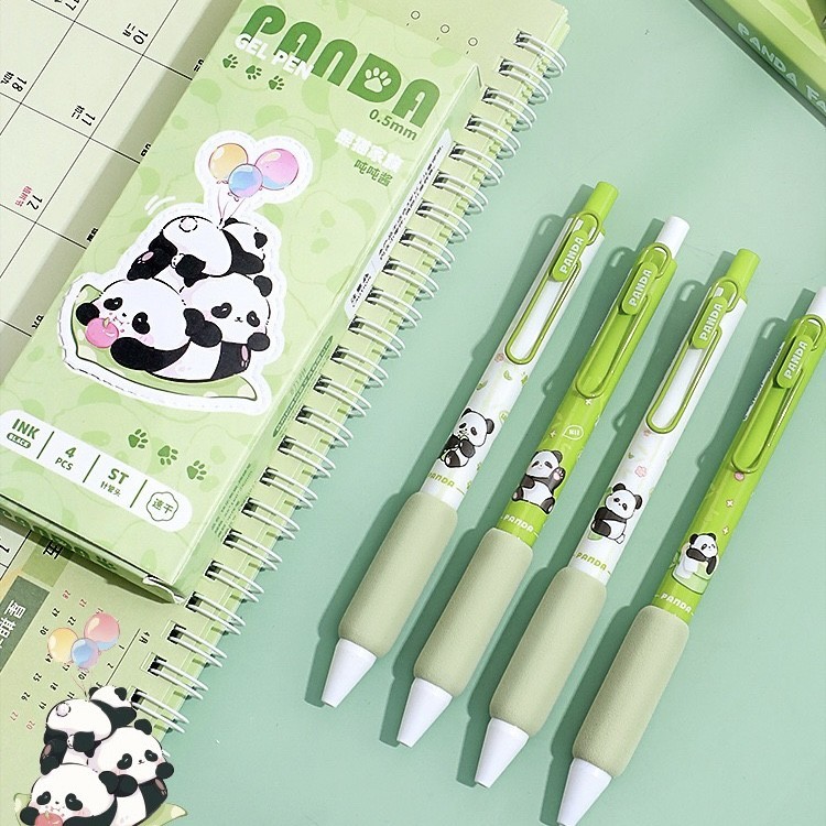 Bút gel bấm mực ĐEN ngòi 0.5mm Panda Trắng Xanh - ChanBe Store | Shopee Việt Nam