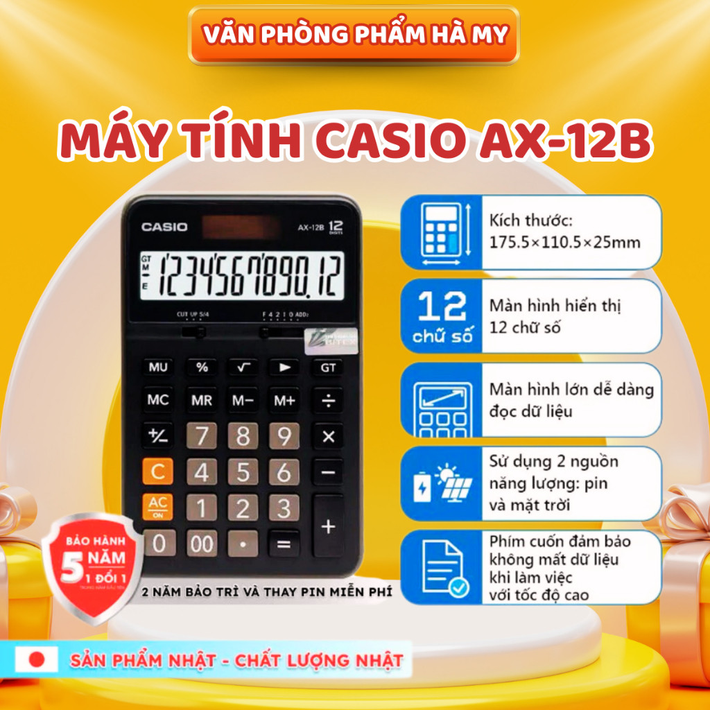 Máy Tính Casio AX-12B Chính Hãng Bảo Hành 5 Năm | Shopee Việt Nam