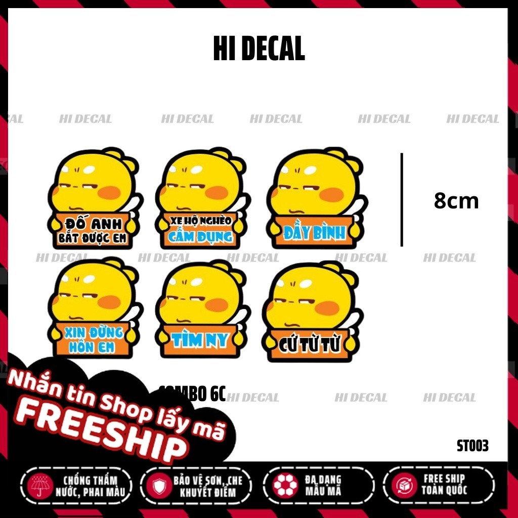 Tem Sticker khủng long vàng ngộ nghĩnh |ST002| Decal cao cấp chống nước ...