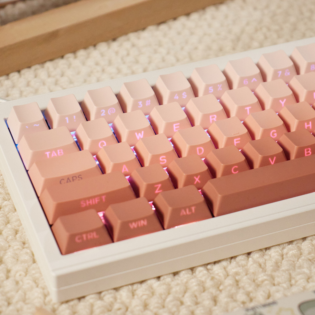 Blush Gradient Pink Keycaps Hộp số ánh sáng bên hông bắn đôi PBT Cherry ...