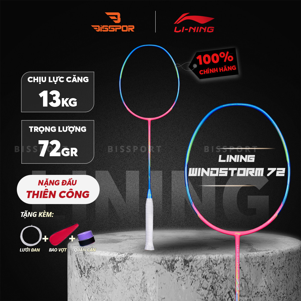 Vợt Cầu Lông Lining Windstorm 72 Chính Hãng - Màu Tím Hồng Xanh - 7U Nặng Đầu, Trọng Lượng Siêu ...