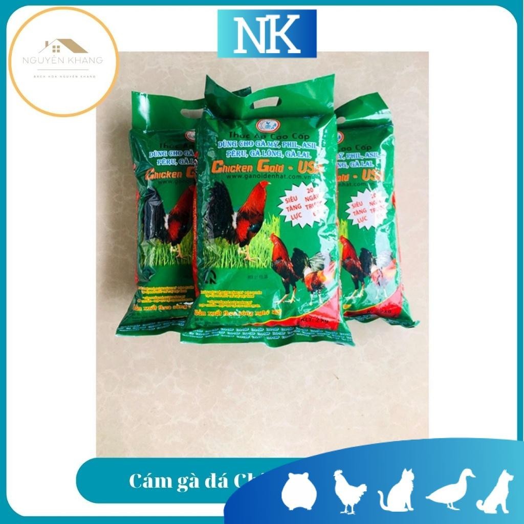 Cám gà đá cao cấp chicken gold mỹ túi xanh 2kg, cung cấp đầy đủ dinh ...