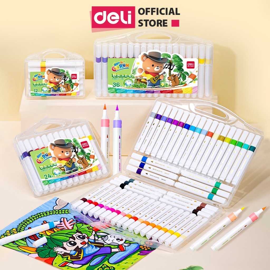Bút Dạ Màu Marker Bút Lông Màu Học Sinh Rửa Được Deli - 48 Màu Viết ...