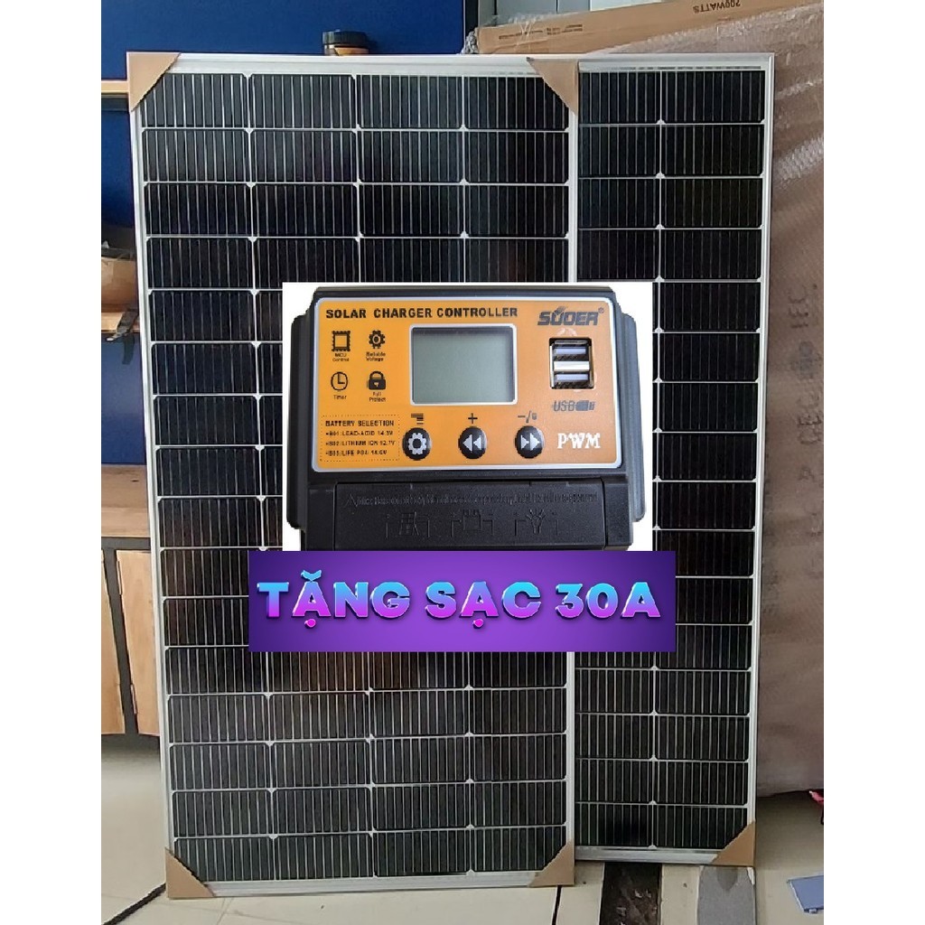Tấm Pin Năng Lượng Mặt Trời 200W Mono 10BB-11BB-HÃNG SOYER SOLAR- Tặng ...