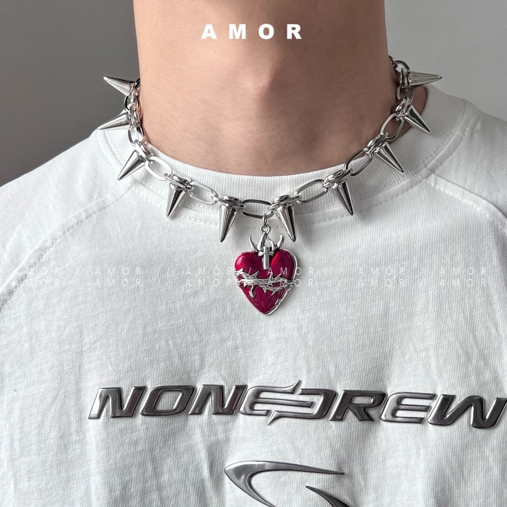 Y2k choker unisex Thorn Heart Rivet Punk Vòng cổ | Shopee Việt Nam