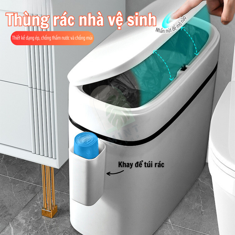 Thùng Đựng Rác Phong Cách Nhật Bản MINT DECOR Nắp Đậy Ấn Nút Tiện Lợi ...