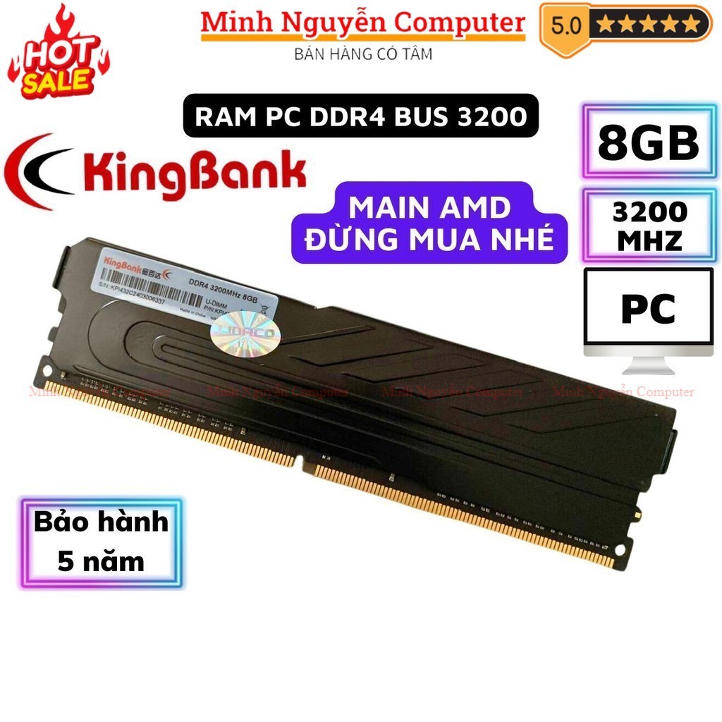 Ram DDR4 8GB-16GB Bus 3200MHz KINGBANK Tản Nhiệt Thép, dùng cho máy tính Desktop PC, Chính Hãng ...