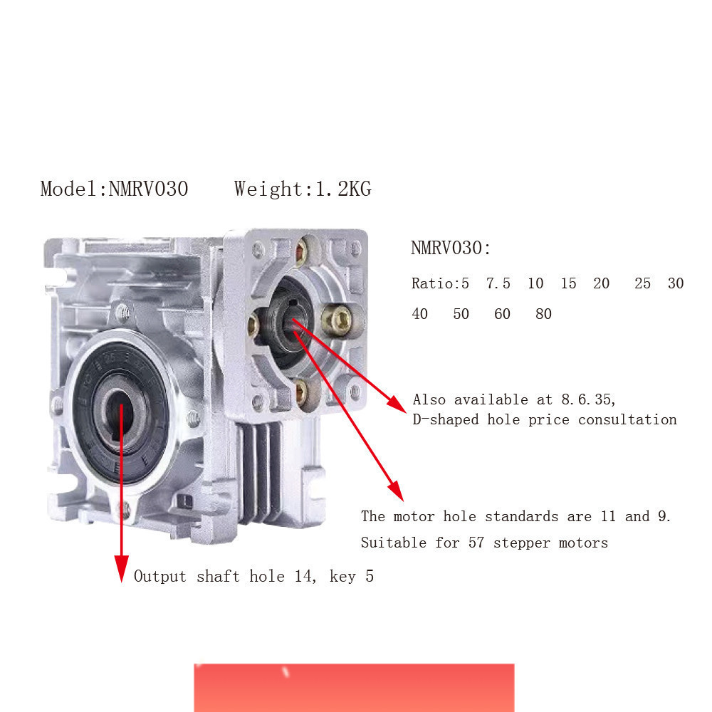 Bộ giảm tốc bánh răng trục vít NMRV030 bích 57/90 motor cốt vào 11mm ...