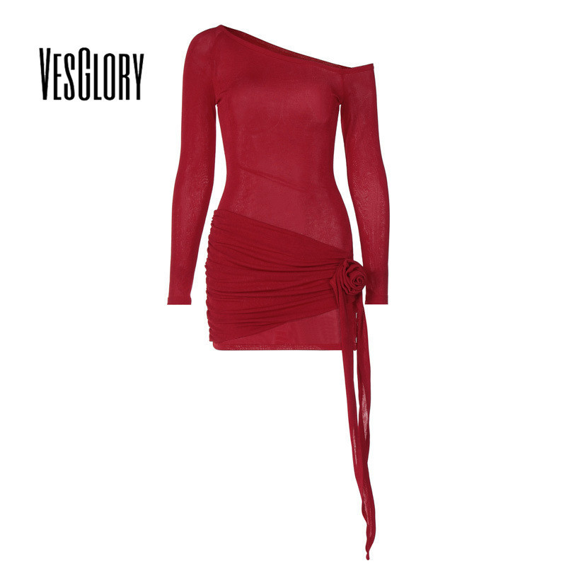 Vesglory Nữ Cổ Bất Đối Xứng 2024 Thời Trang Mới Màu Trơn Ôm Phù Hợp Với ...