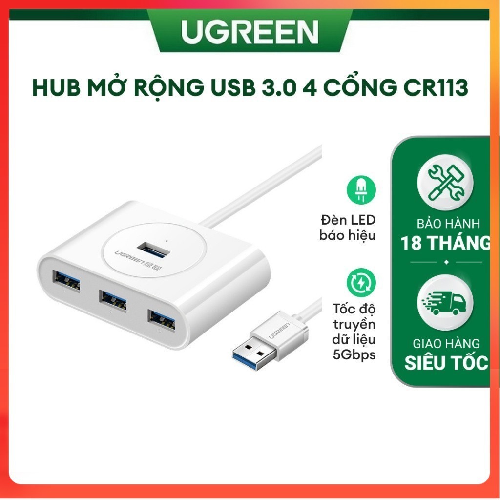 Hub USB 3.0 4 cổng tốc độ 5Gbps UGREEN CR113 | Shopee Việt Nam