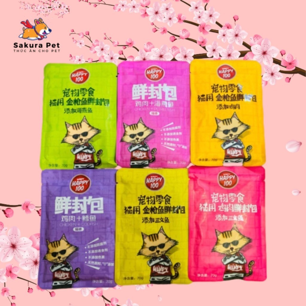 Pate cho mèo Wanpy Happy 100 dạng gói 70g -Pate cho mèo | Shopee Việt Nam
