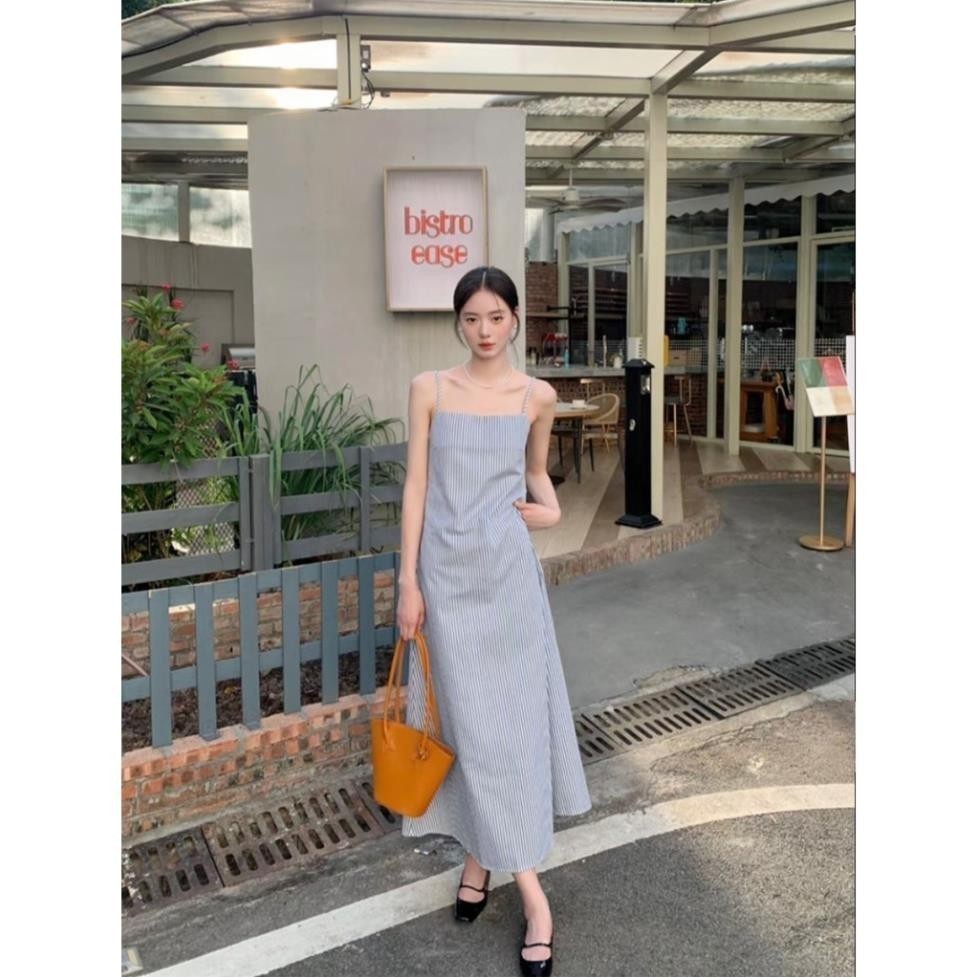( ORDER) Váy Đầm Dài Hai Dây Kẻ Sọc Màu Xanh Dáng Chữ A Đi Chơi Đi Du Lịch Nghỉ Dưỡng Mẫu Mới ...